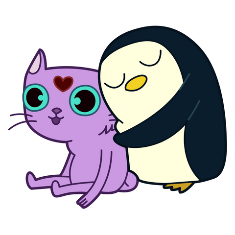 Adventure Time Penguin and Kitten Sticker - Sticker Mania