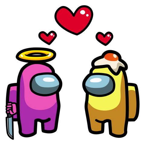 Among Us Characters in Love Sticker - Sticker Mania