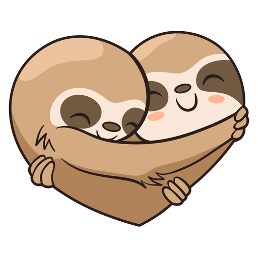 Cute Sloths Love Heart Sticker - Sticker Mania
