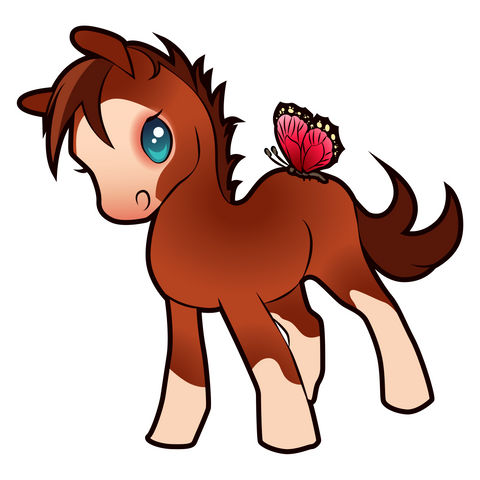 Pony with Butterfly Sticker - Sticker Mania