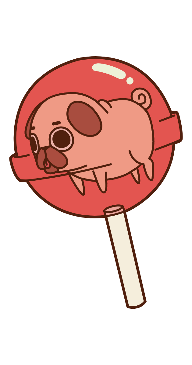 Puglie Pug in a Lollipop Sticker - Sticker Mania