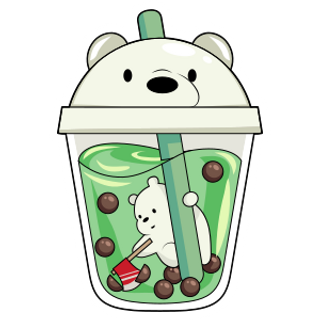 We Bare Bears Ice Bear in Boba Tea Sticker - Sticker Mania