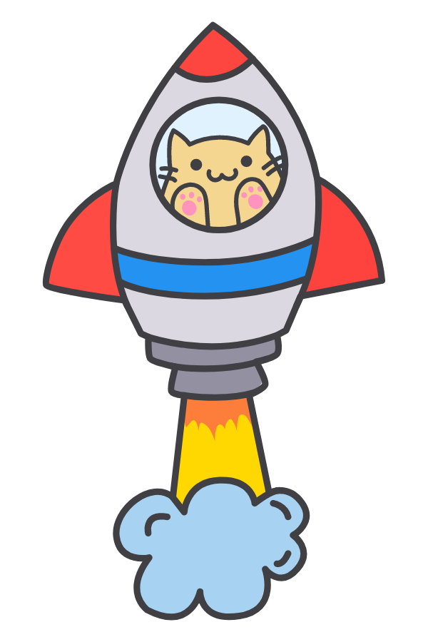 Cute Cat in the Rocket Sticker - Sticker Mania