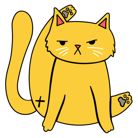 Serious Yellow Cat Sticker - Sticker Mania