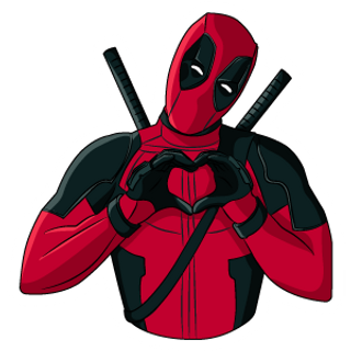 Deadpool Heart Hands - Sticker Mania