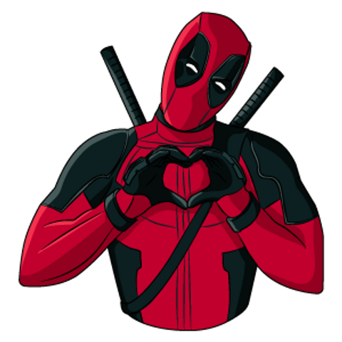 Deadpool Heart Hands - Sticker Mania