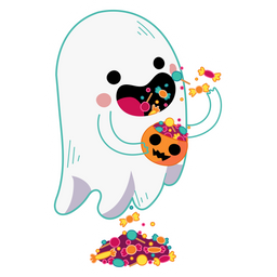 Cute Ghost with Candy - Sticker Mania