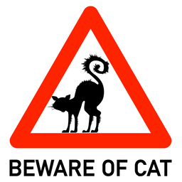 Warning Sign Beware of Cat Sticker - Sticker Mania