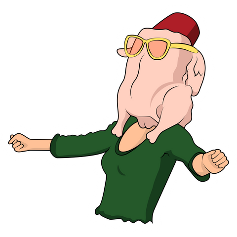 Friends Monica with Turkey Head Sticker - Sticker Mania