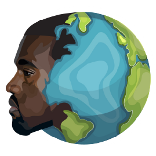 Kanye West Planet Earth Sticker - Sticker Mania