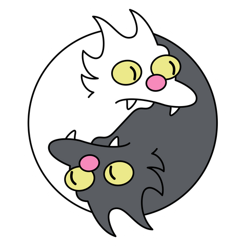 The Simpsons Snowball I and II Yin Yang Sticker - Sticker Mania
