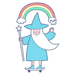 Wizard on Skateboard Sticker - Sticker Mania