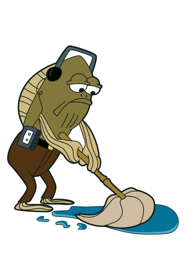 Fred the Fish Mopping Meme Sticker - Sticker Mania