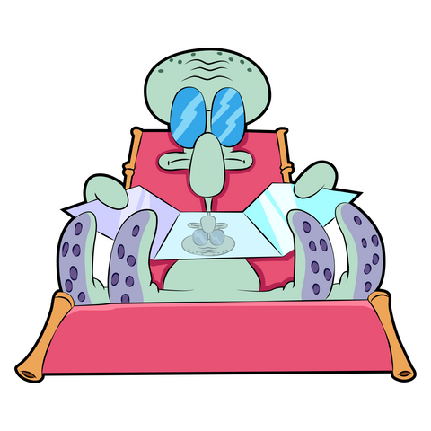 SpongeBob Squidward Sunbathing Sticker - Sticker Mania