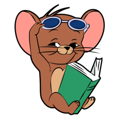 Tom and Jerry Smiling Jerry with Book Sticker - Sticker Mania